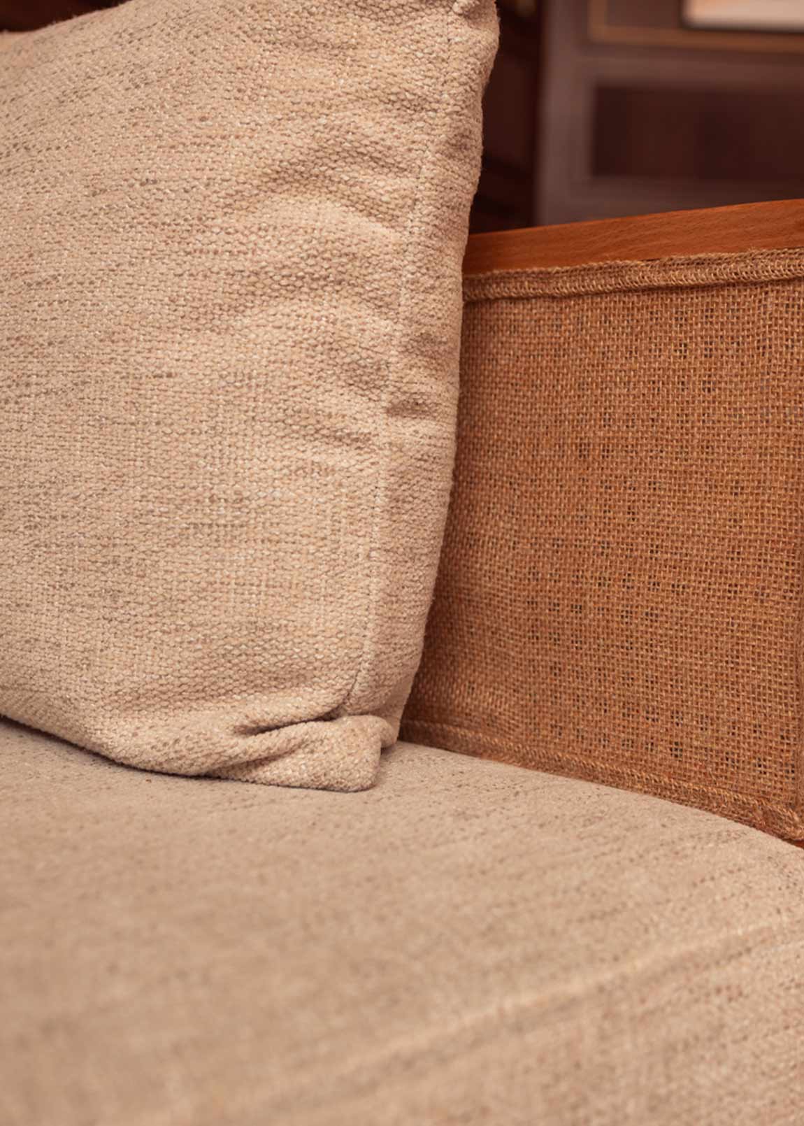 Beige rattan sofa designed by MRGO Arquitectos | Canica